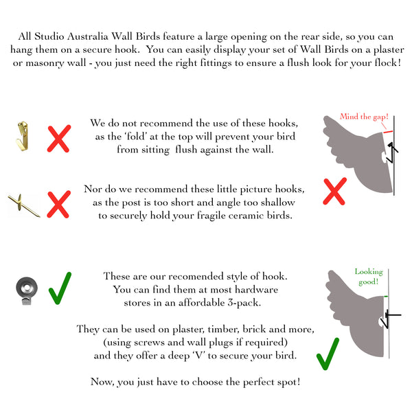 Studio Australia - Wall Birds - Set of 3 - Red Tailed Black Cockatoos – Blackbird & Fox