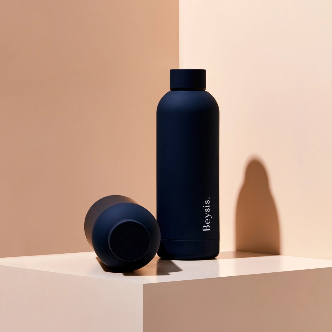 Beysis - Insulated Water Bottle - 500ml - Navy Blue — Blackbird & Fox