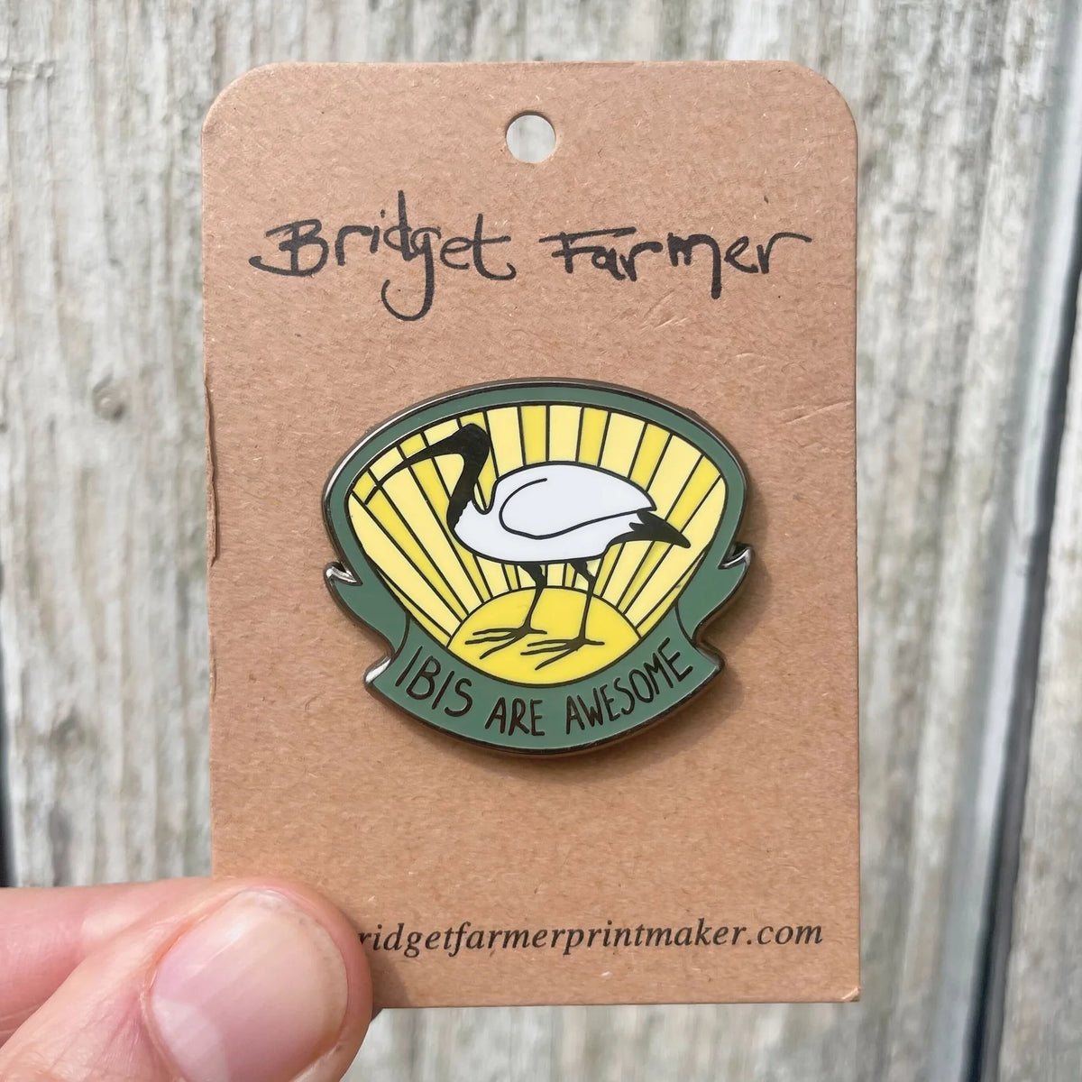 Bridget Farmer - Enamelled Lapel Pin - Ibis Are Awesome — Blackbird & Fox