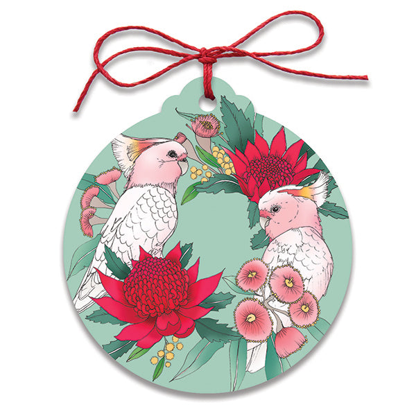 Victoria McGrane - Christmas Gift Tags - Pack of 8 - Pink Cockatoo Wre ...